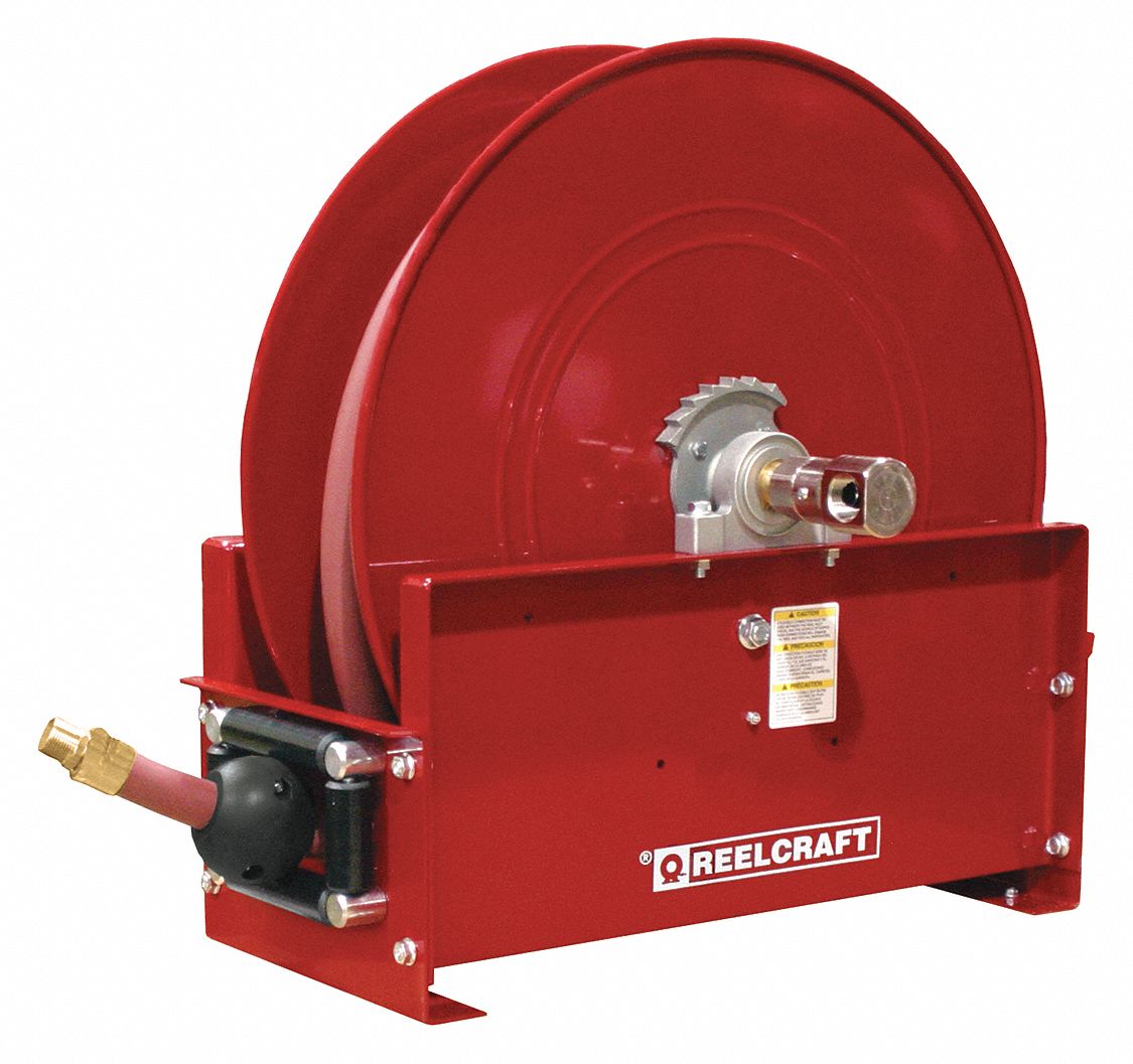 50 ft (3/4 in I.D.), 3/4 in MNPT, Spring Return Hose Reel - 184V93 ...