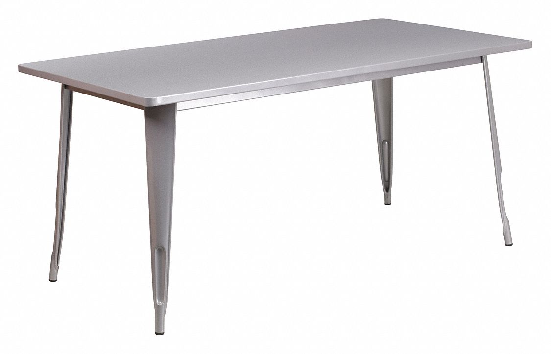 FLASH FURNITURE, ET-CT005-SIL-GG, Silver Metal Table,31-1/2"X63 ...