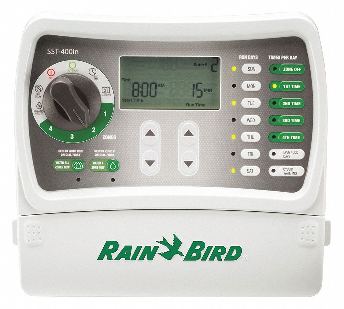 RAIN BIRD, Wall-Mounted Controller & Timer, Battery Backup System ...