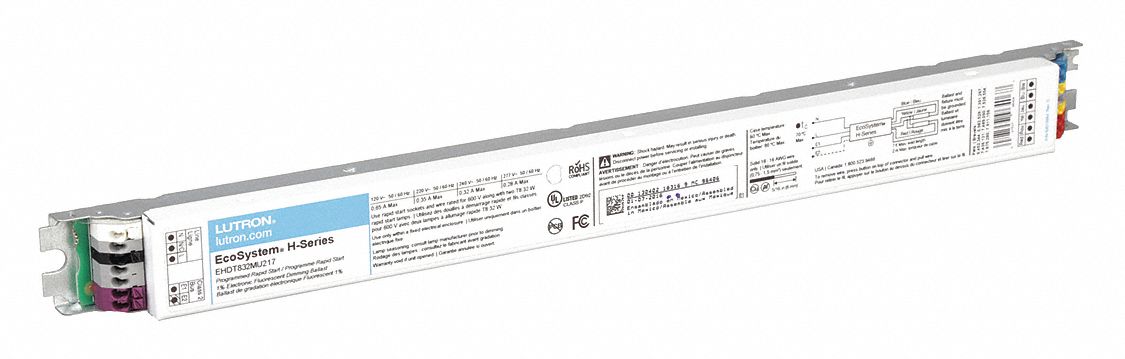 LUTRON, T8, 120 to 277V AC, Fluorescent Dimming Ballast - 18C852 ...