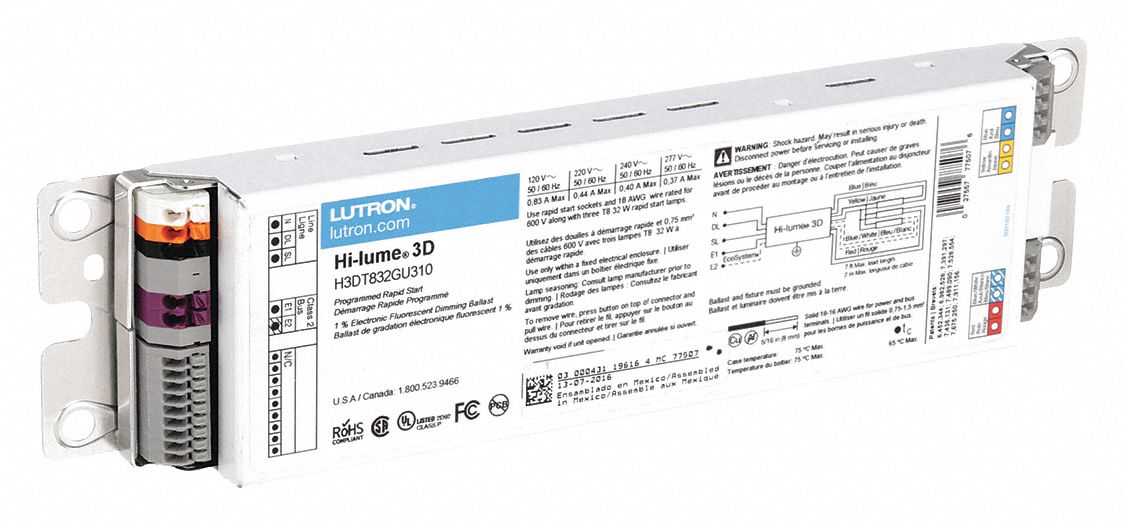 LUTRON, T8, 120 to 277V AC, Fluorescent Dimming Ballast - 18C853 ...