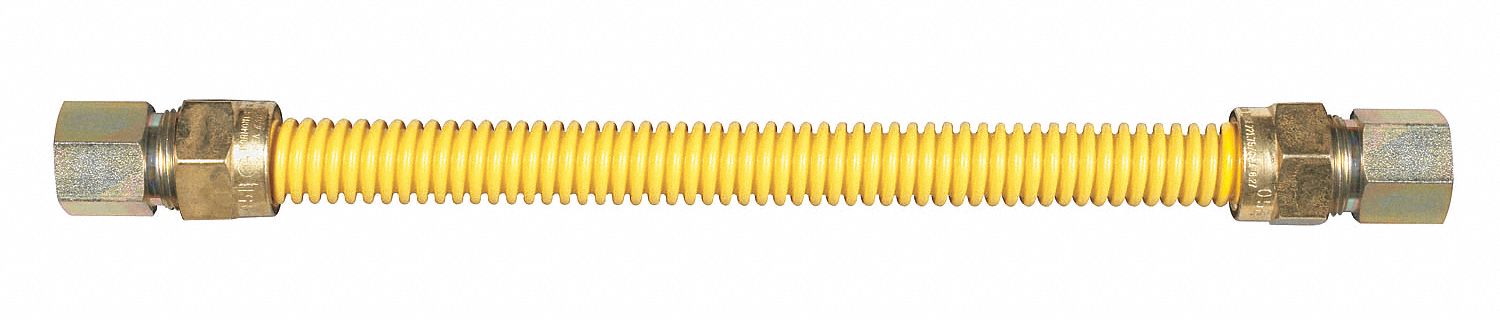 DORMONT Gas Connector: 1/2 in Hose Inside Dia., 24 in Hose Lg, 150,000 ...