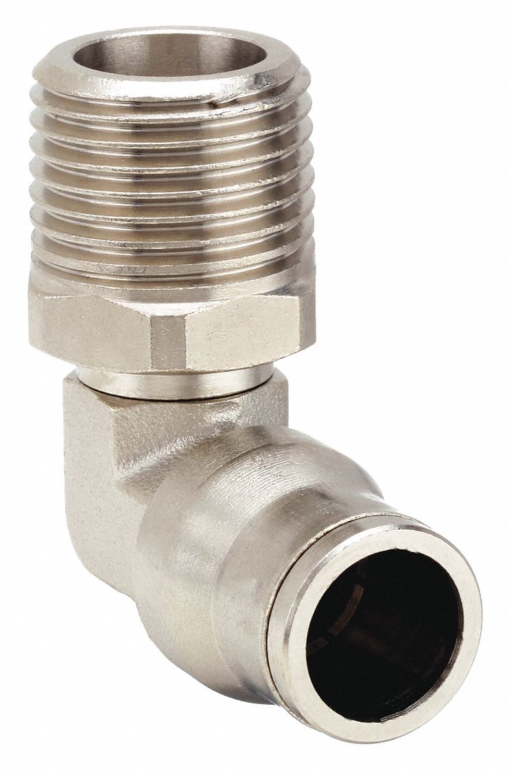 LEGRIS, 10 mm OD x 3/8 in Pipe Size, Push-to-Connect x MBSPT, Push-Fit Elbow Fitting - 18E481 ...