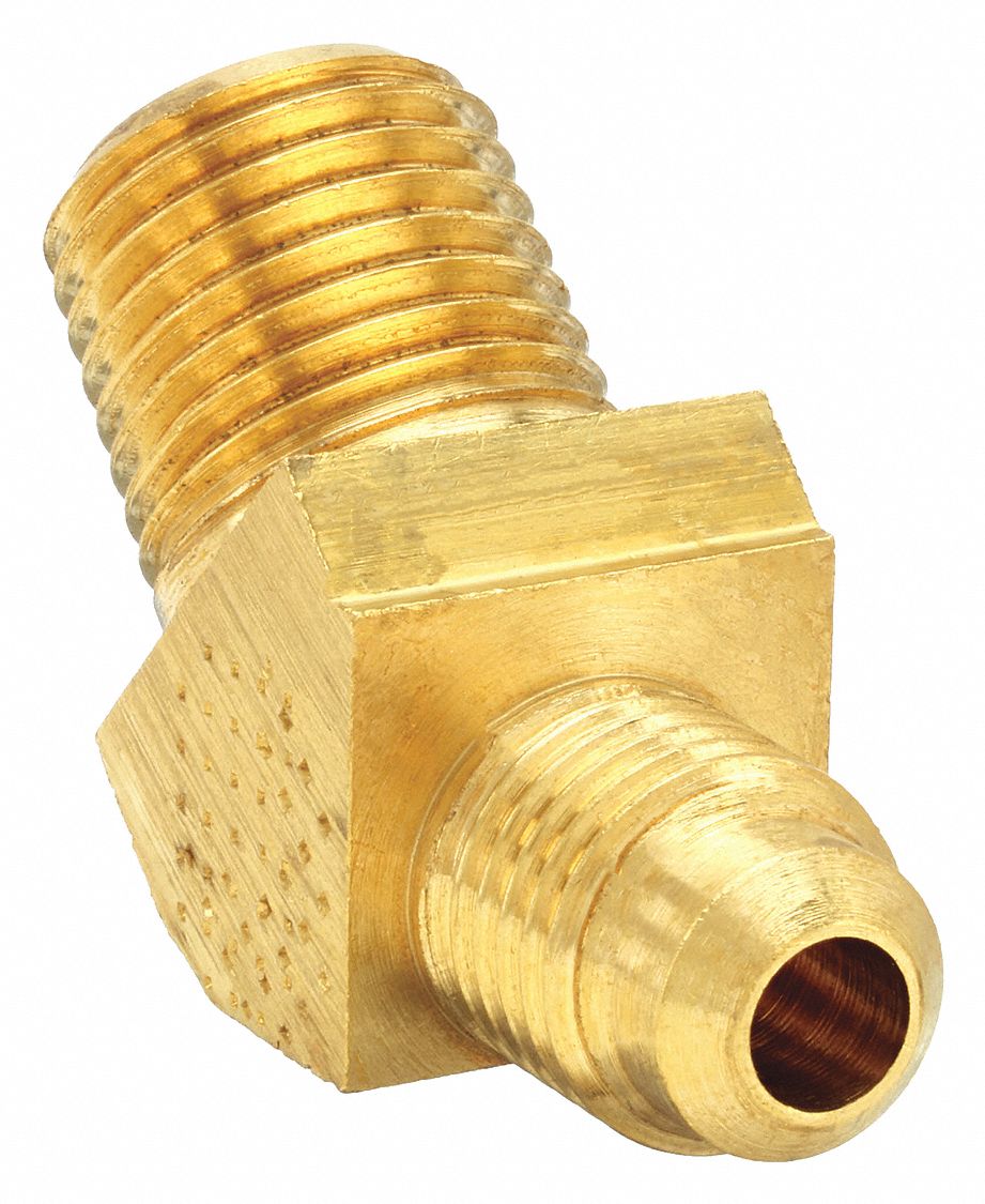 1/4 in OD x 1/4 in OD Fitting Size, Flared, Extruded Elbow, 45 Degrees - 18E816|259F-4-4 - Grainger