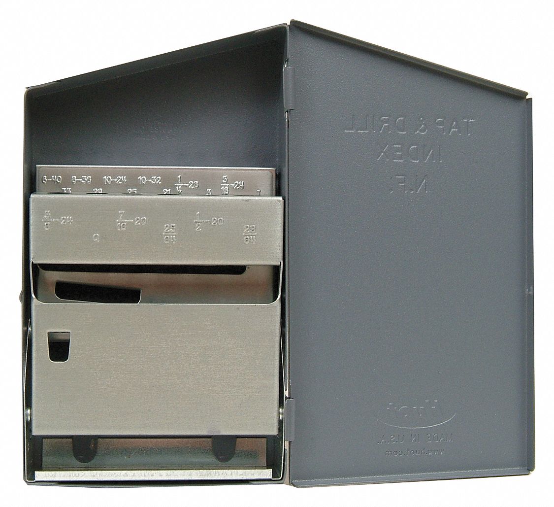 HUOT, 18 Compartments, For 6-40 to 1/2-20 Taps, Tap and Drill Index ...