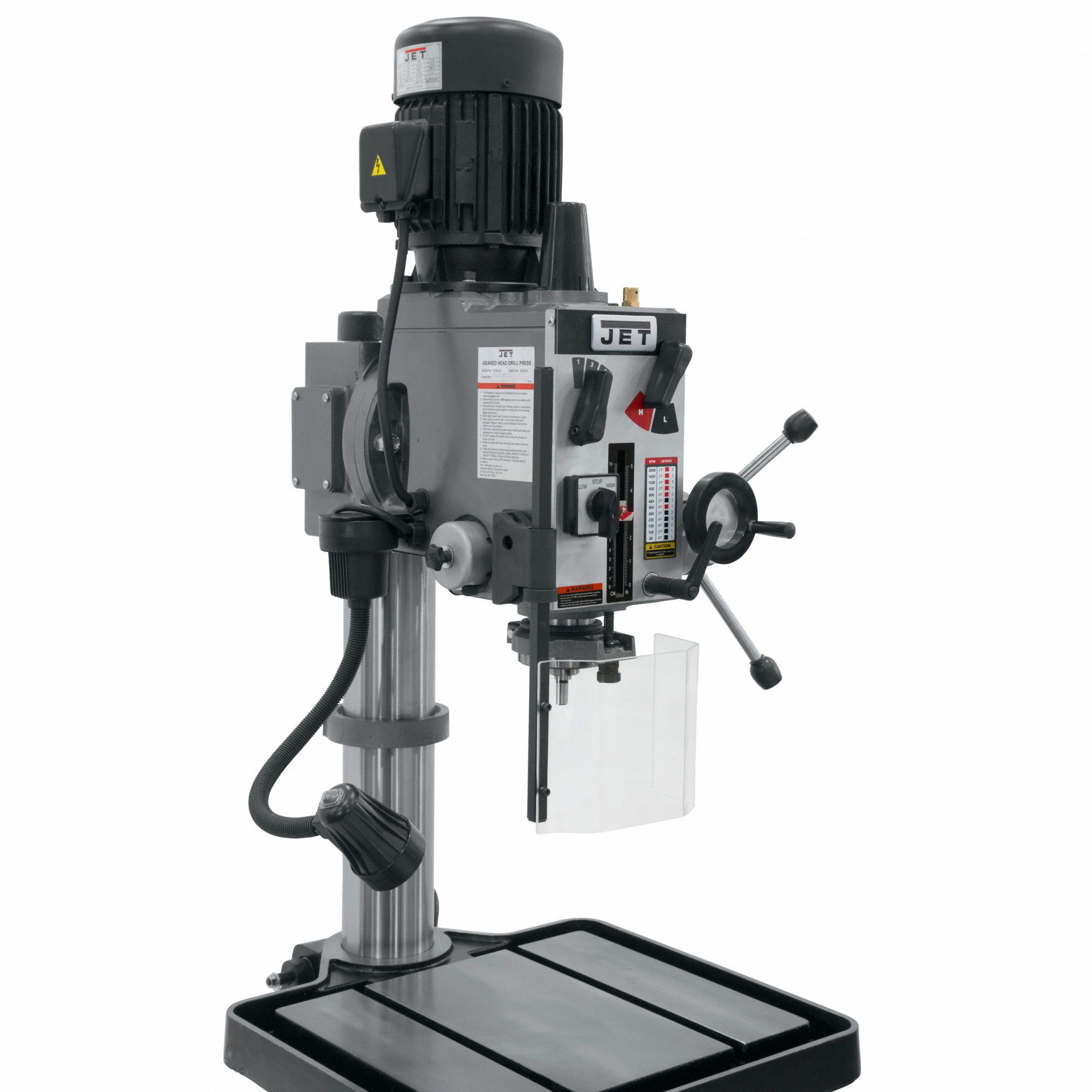 JET Floor Drill Press: Geared Head, Fixed, 60 RPM – 3,000 RPM, 230V AC ...