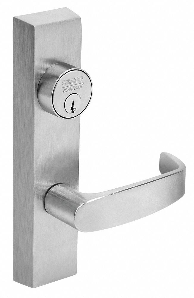 SARGENT, 48 in Max Door Wd, Chrome, Mechanical Exit Device Trim ...