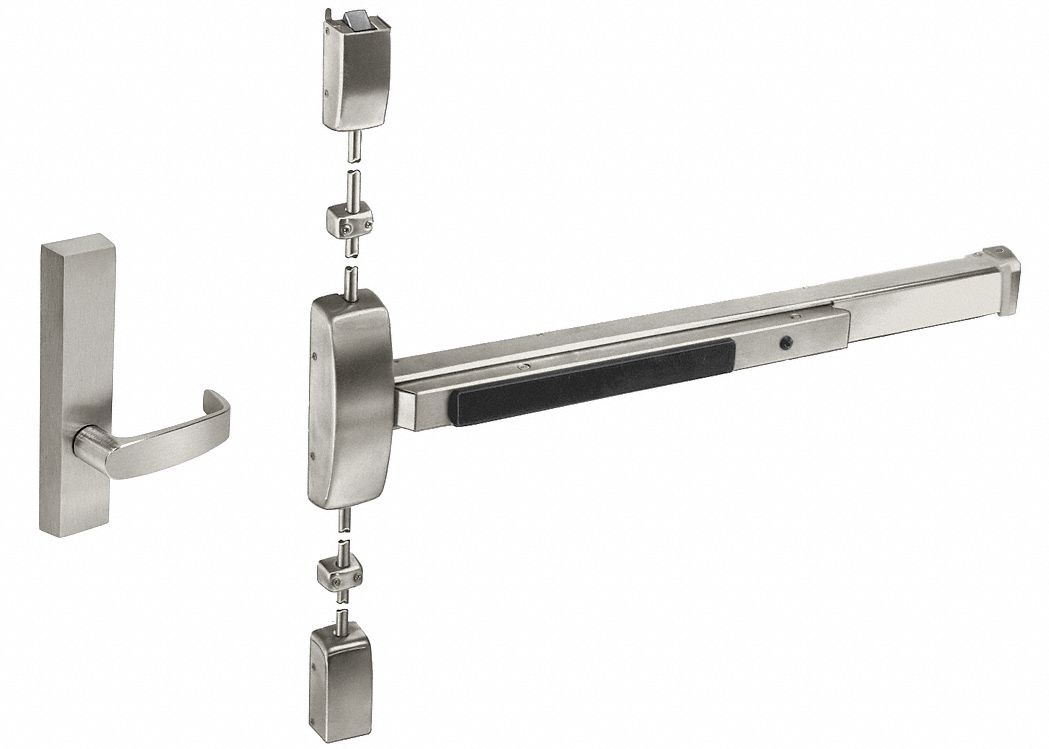 SARGENT Exit Device, Series 80, Dull Stainless Steel, Vertical Rod w ...