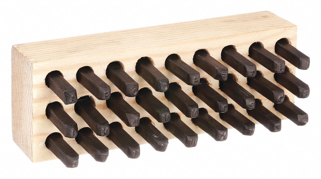 YOUNG BROS. STAMP WORKS, A thru Z, Period, 1/16 in Character Ht, Hand ...