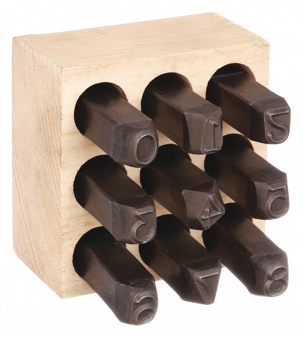 YOUNG BROS. STAMP WORKS, 0 thru 9 (6 doubles as 9), 5/16 in Character ...