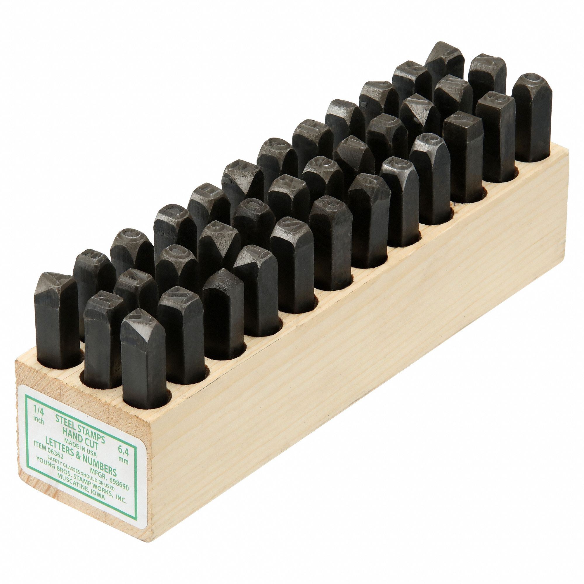 YOUNG BROS. STAMP WORKS, 0 thru 9 (6 doubles as 9)/Ampersand (&)/A thru ...