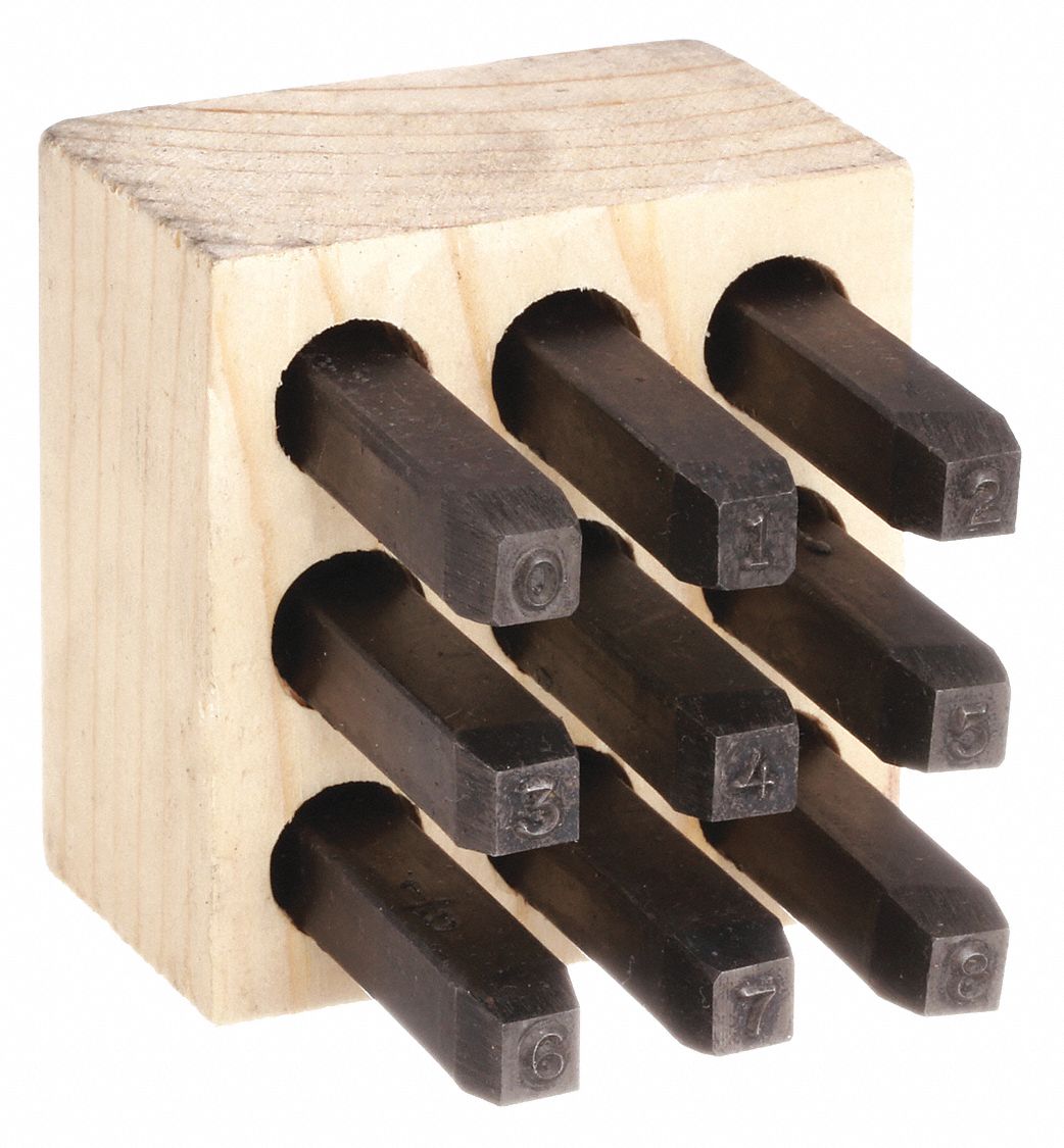 YOUNG BROS. STAMP WORKS, 0 thru 9 (6 doubles as 9), 3/16 in Character ...