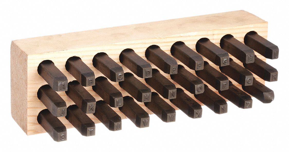 YOUNG BROS. STAMP WORKS, 0 thru 9 (6 doubles as 9)/Ampersand (&)/A thru ...