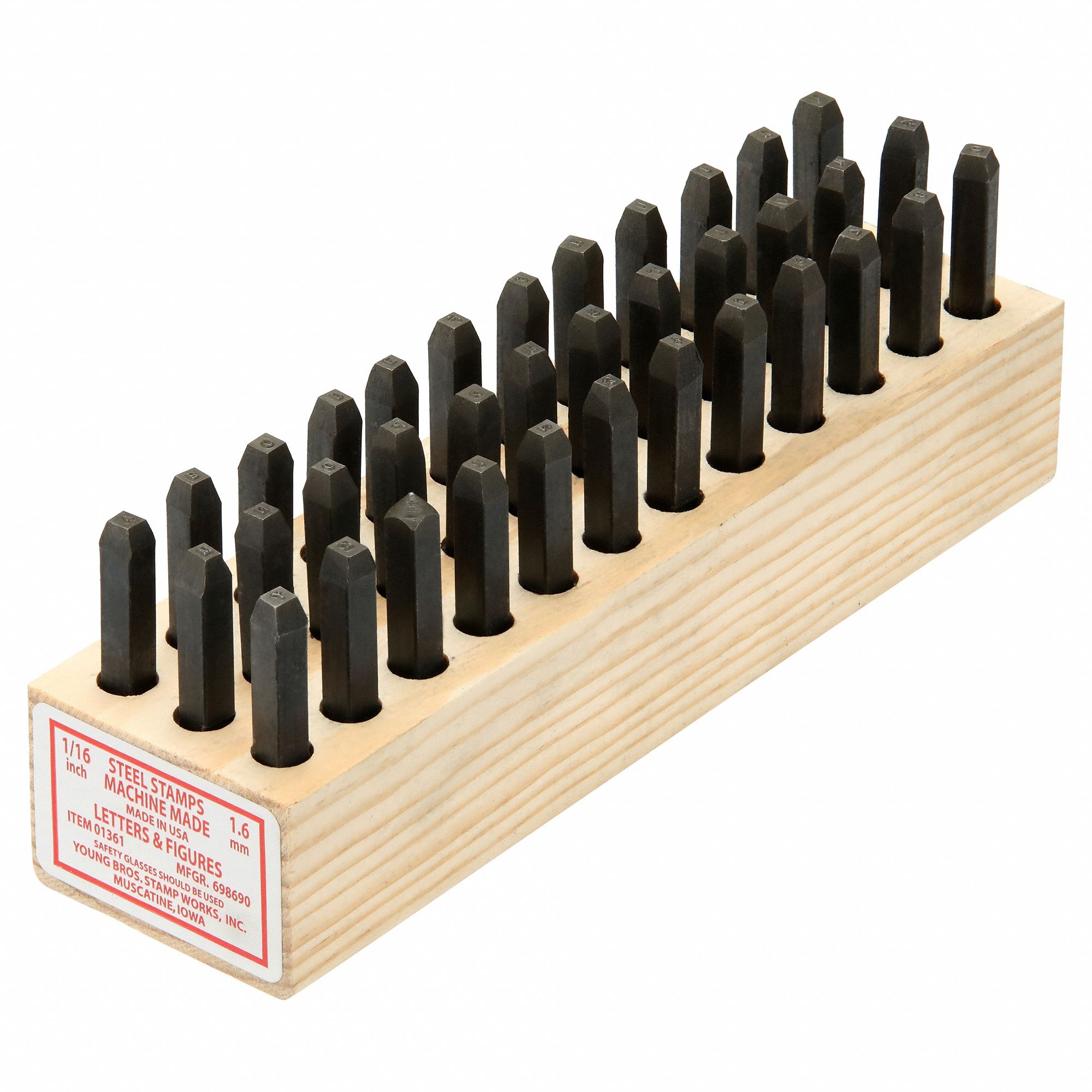 YOUNG BROS. STAMP WORKS, 0 thru 9 (6 doubles as 9)/Ampersand (&)/A thru ...