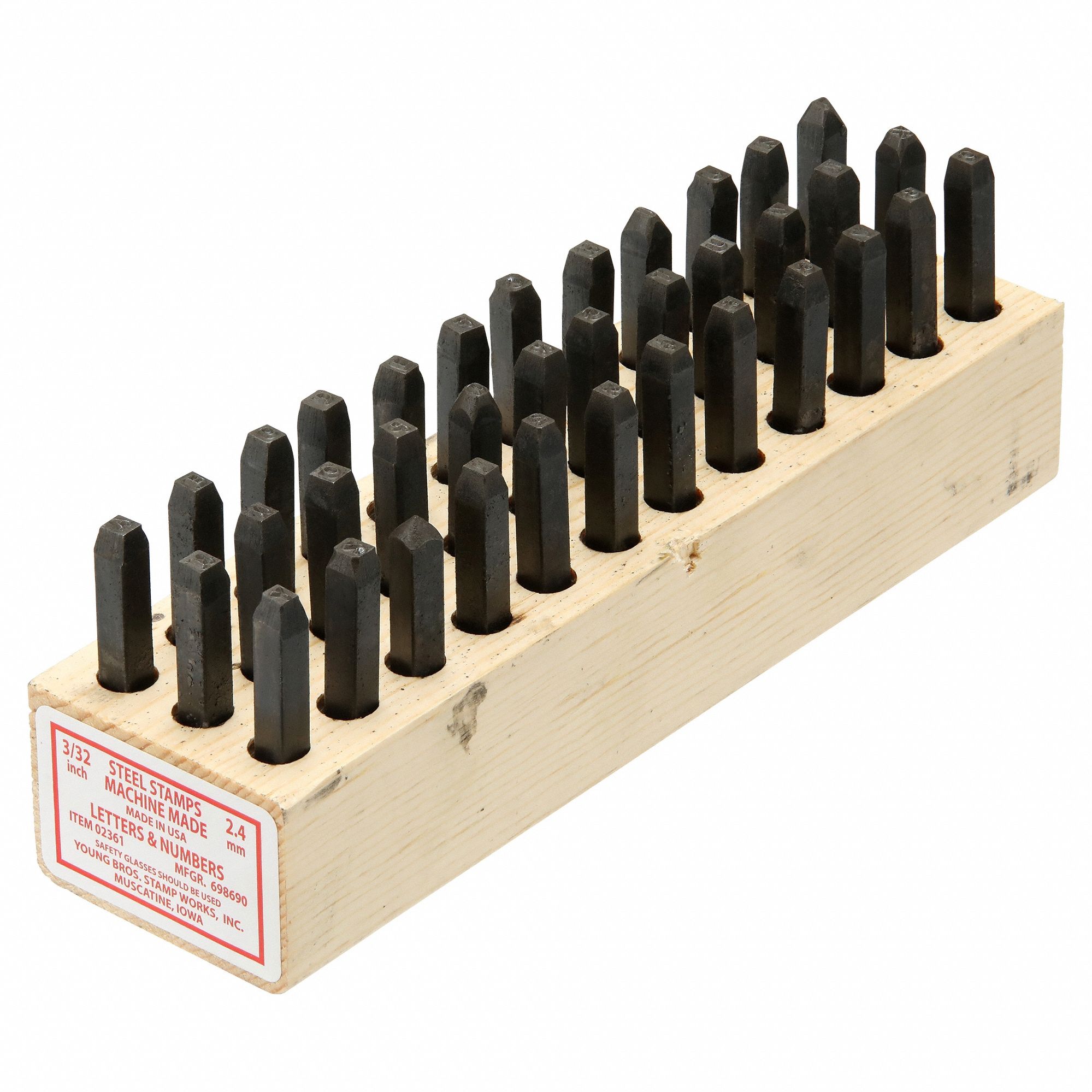 YOUNG BROS. STAMP WORKS, 0 thru 9 (6 doubles as 9)/Ampersand (&)/A thru ...