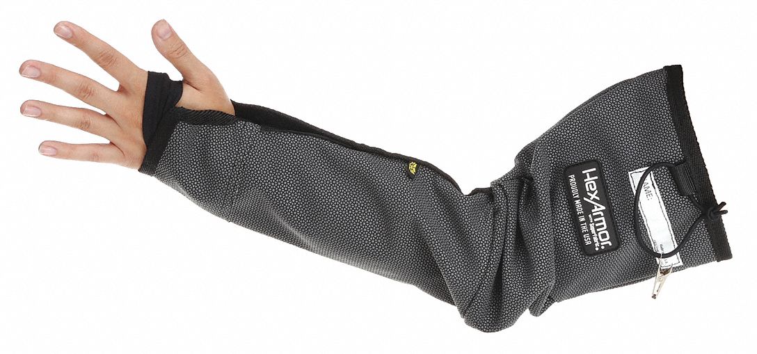 HEXARMOR, ANSI/ISEA Cut Level A7, Black/Gray, Cut-Resistant Sleeve - 18K957|AS019X-M (8)(R ...