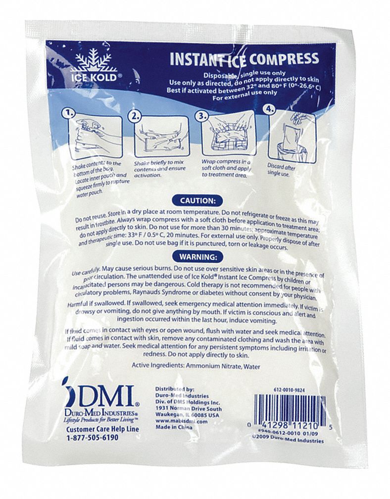 8-1/4" x 6" White Instant Cold Pack, 24PK - Grainger