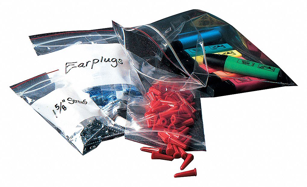 MINIGRIP RED LINE RECLOSABLE BAG,ZIP,8"X5",4MIL,FLT,PK1000 - Reclosable ...