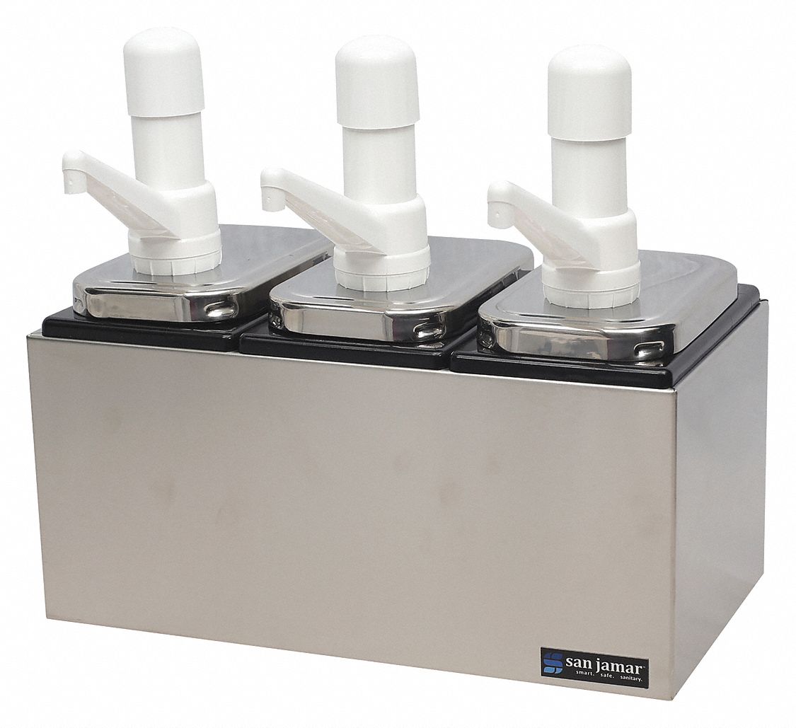 SAN JAMAR, 3 Compartments, 2.5 qt Capacity, Condiment Pump Center ...