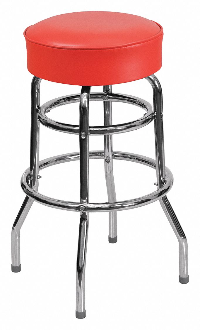 FLASH FURNITURE, Double Ring Chrome Stool,Red Seat - 192Y90|XU-D-100 ...