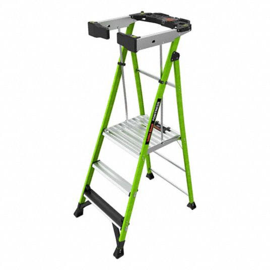 LITTLE GIANT, 3 ft Ladder Size, Fiberglass, Platform Stepladder ...