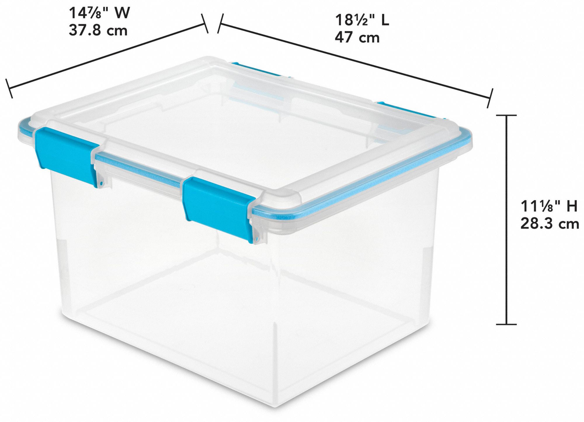 STERILITE Storage Tote: 8 gal, 18 1/2 in x 14 7/8 in x 11 1/8 in, Blue ...