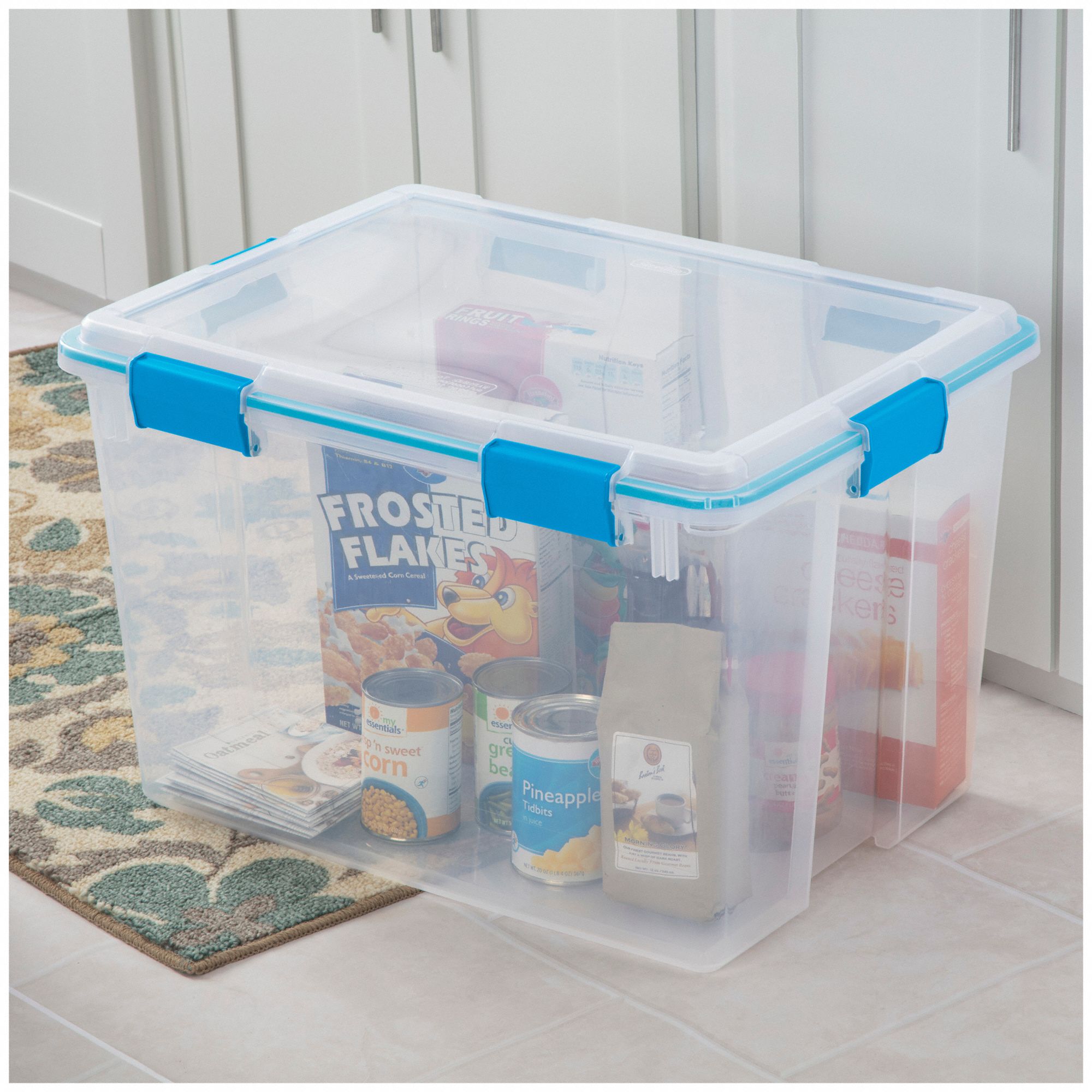 STERILITE Storage Tote: 20 gal, 24 in x 18 in x 15 1/4 in, Blue Body ...