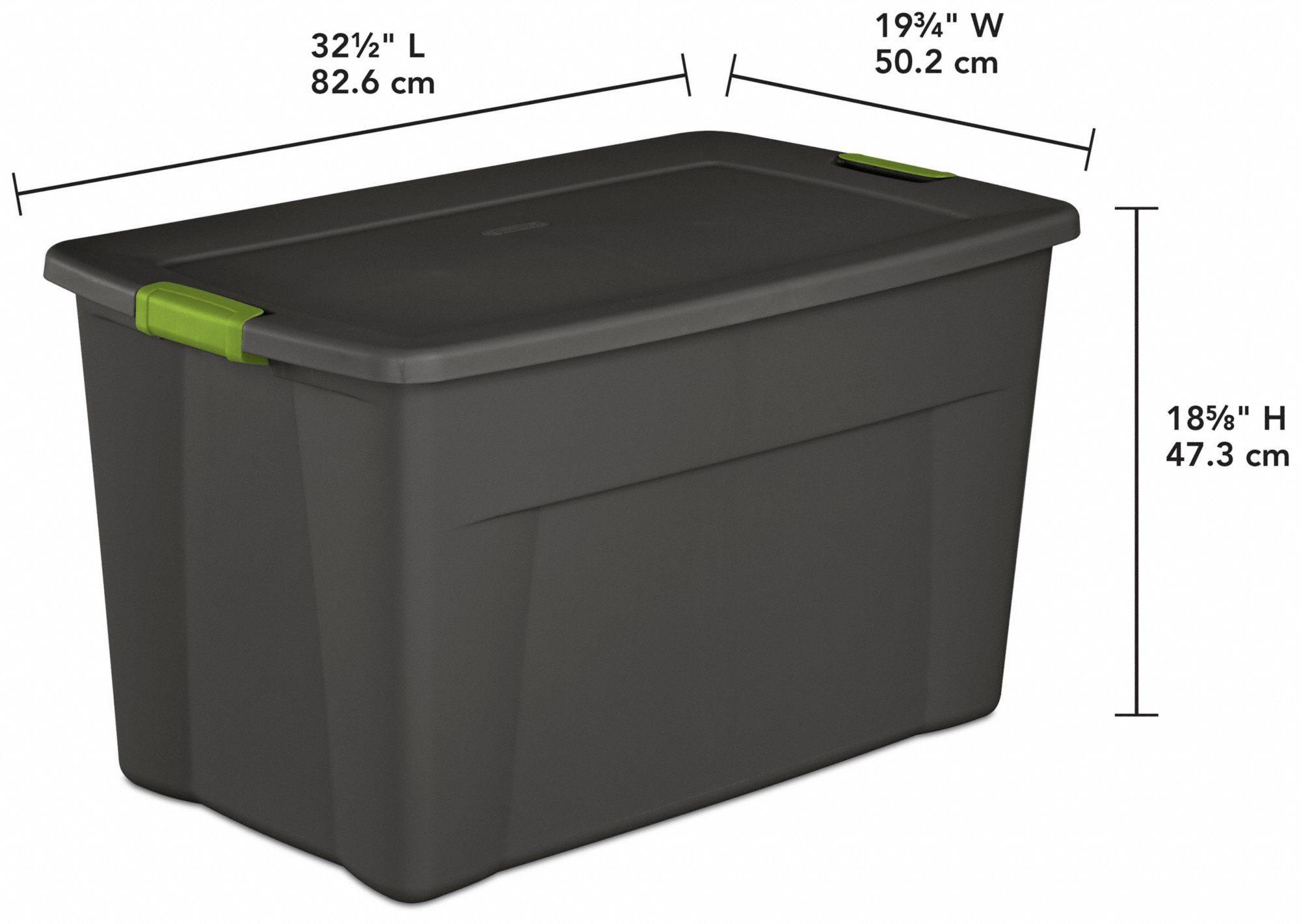 STERILITE Storage Tote: 35 gal, 32 1/2 in x 19 3/4 in x 18 5/8 in, Gray ...