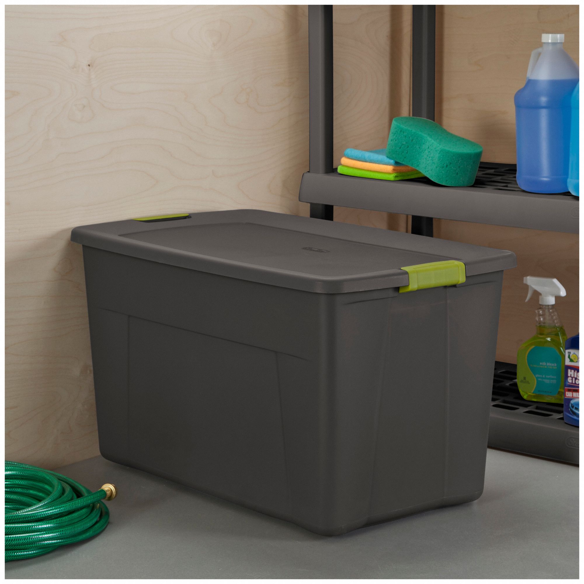 STERILITE Storage Tote: 35 gal, 32 1/2 in x 19 3/4 in x 18 5/8 in, Gray ...