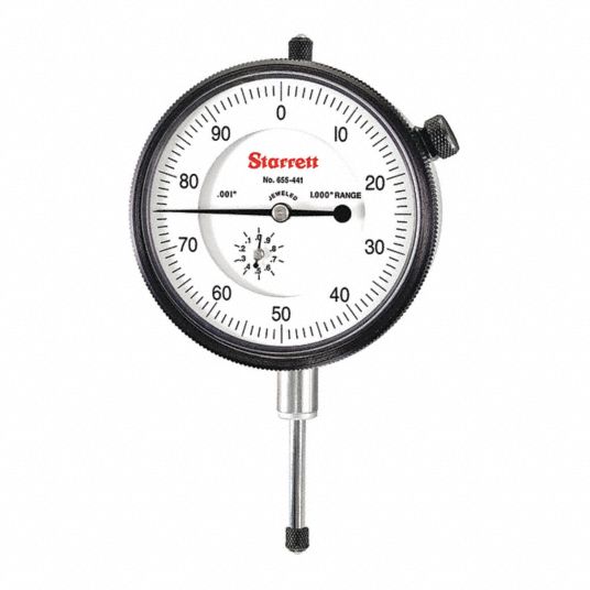 STARRETT, 0 in to 1 in, Inch, Dial Indicator,1" Range,.001" Grad,ADG ...
