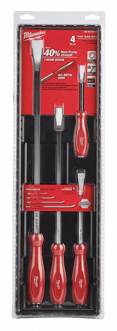 Pry Bar Set,Comfort Tri-Lobe Handle,4 pcs. - Grainger