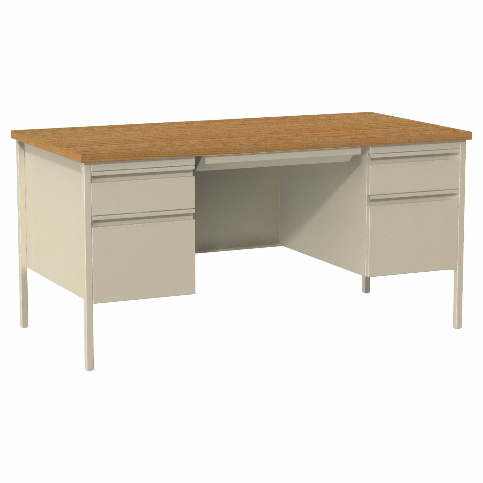 HIRSH, Particle Board, Oak/Putty, Office Desk - 454Z55|20445 - Grainger