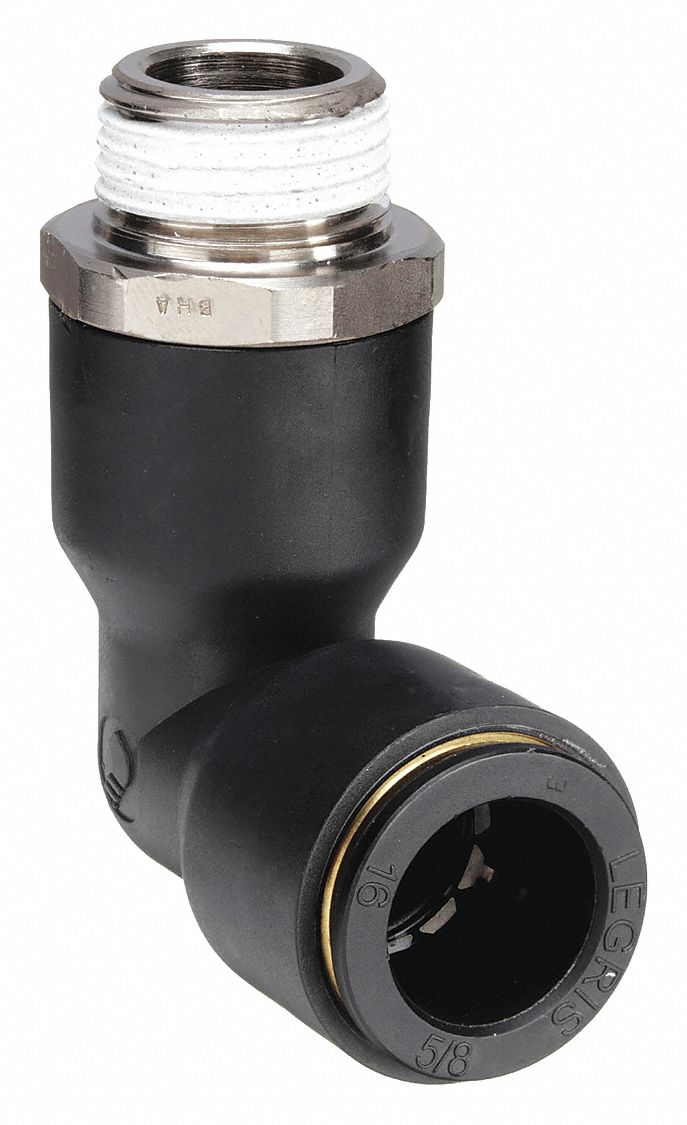 LEGRIS, 16 mm OD x 1/2 in Pipe Size, Push-to-Connect x MBSPT, Push-Fit Elbow Fitting - 19D045 ...