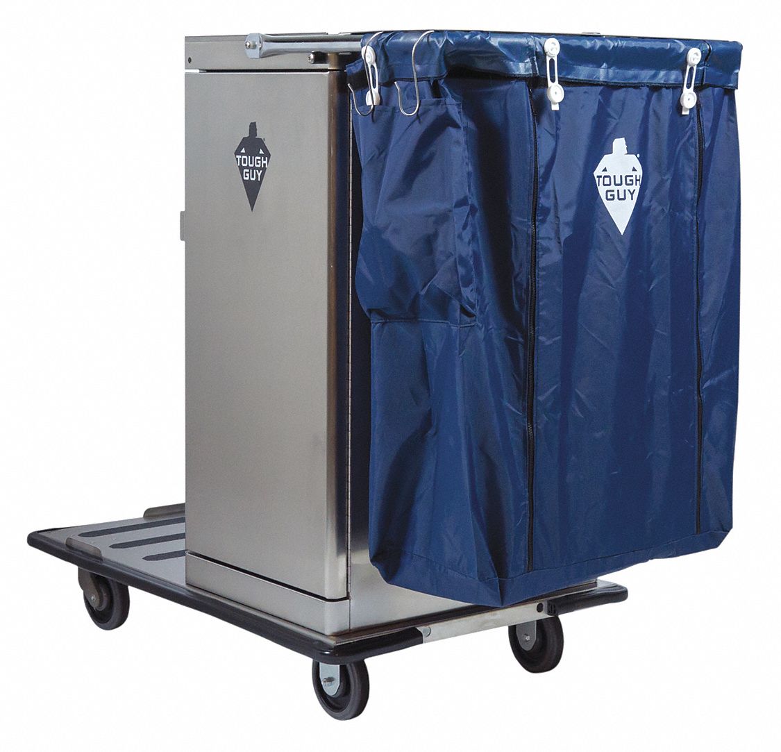 TOUGH GUY Housekeeping Cart,Silver,Stainless Steel - Janitor ...