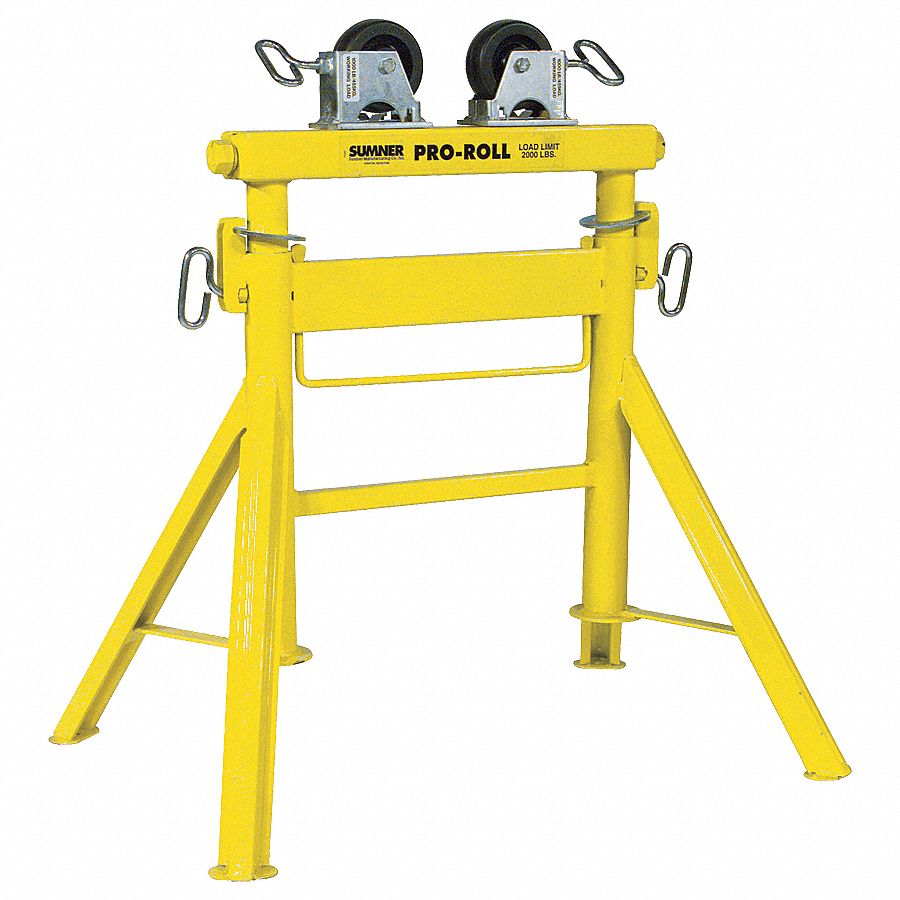 SUMNER Roller Head Pipe Stand, 1/2 to 36 in Pipe Capacity, 29 in to 43 ...