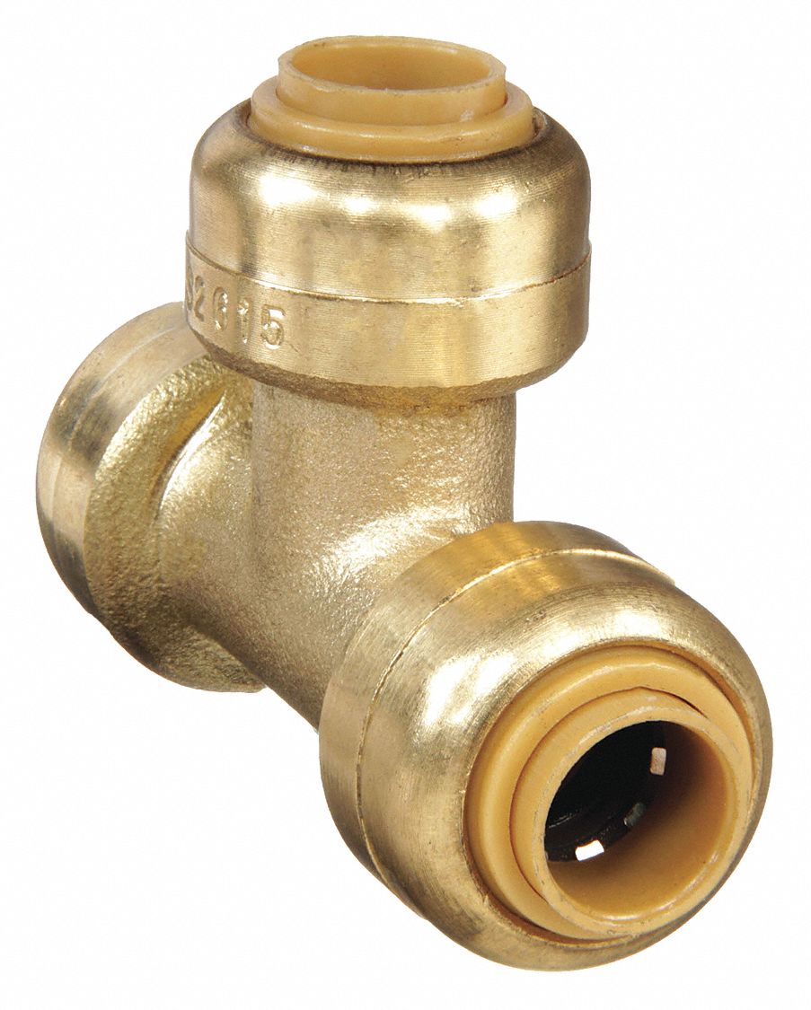 SHARKBITE, 3/8 in OD x 1/4 in OD x 1/4 in OD Size, DZR Brass, Push-Fit ...