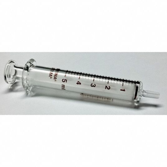 FORTUNA Reusable Glass Syringe: 5 mL Capacity - 19G351|7.102-33 - Grainger