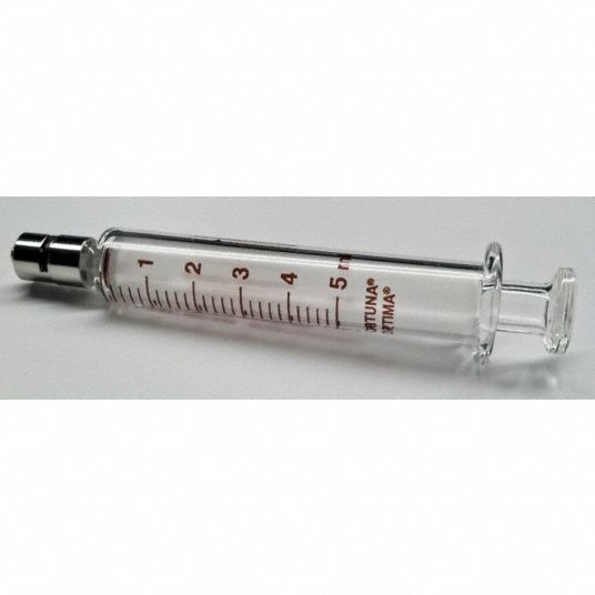 FORTUNA Reusable Glass Syringe: 5 mL Capacity, Glass - 19G360|7.140-33 ...