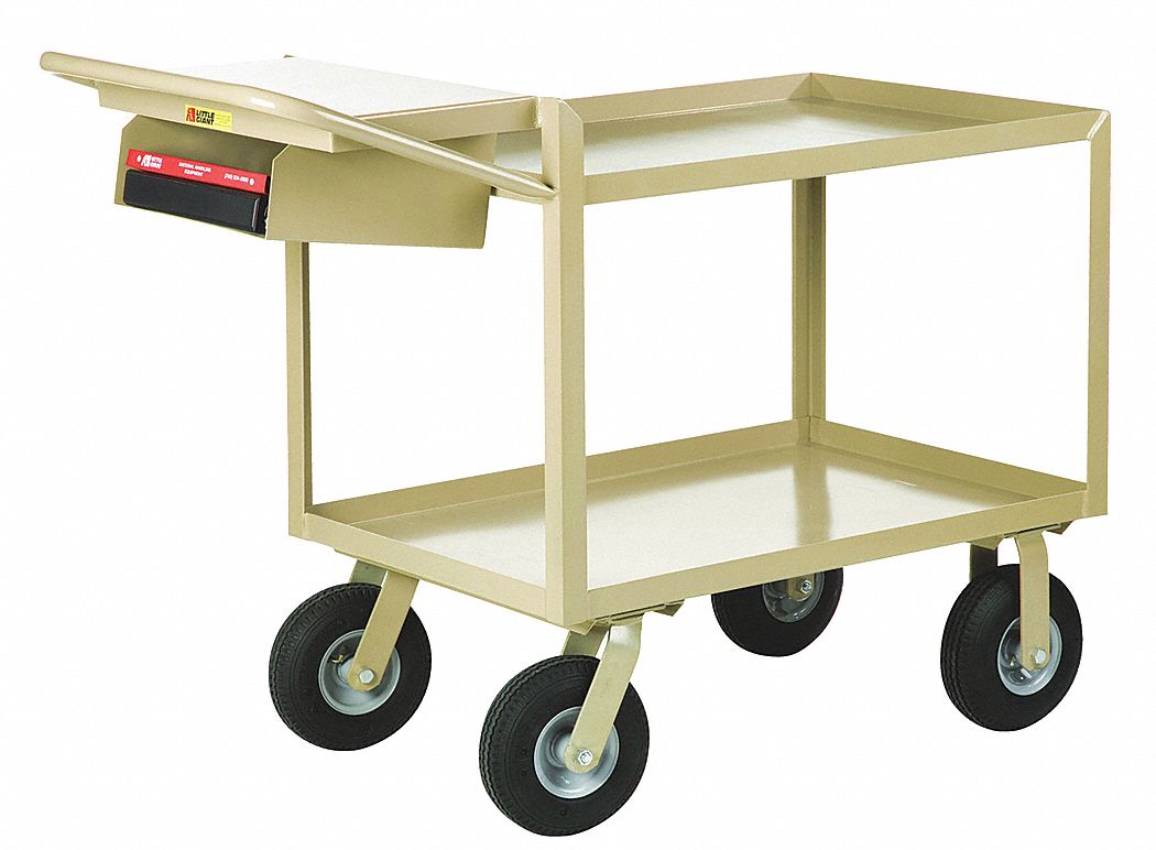 Welded Utility Cart, Load Capacity 1200 lb, Number of Shelves 2 - Grainger