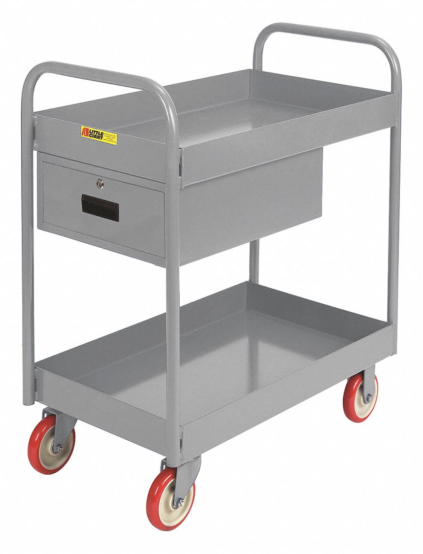 Flat Handle Deep Shelf Utility Cart, Load Capacity 800 lb, Number of ...