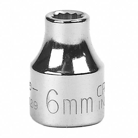 Socket, 3/8 in Drive Size, Chrome Finish - Grainger