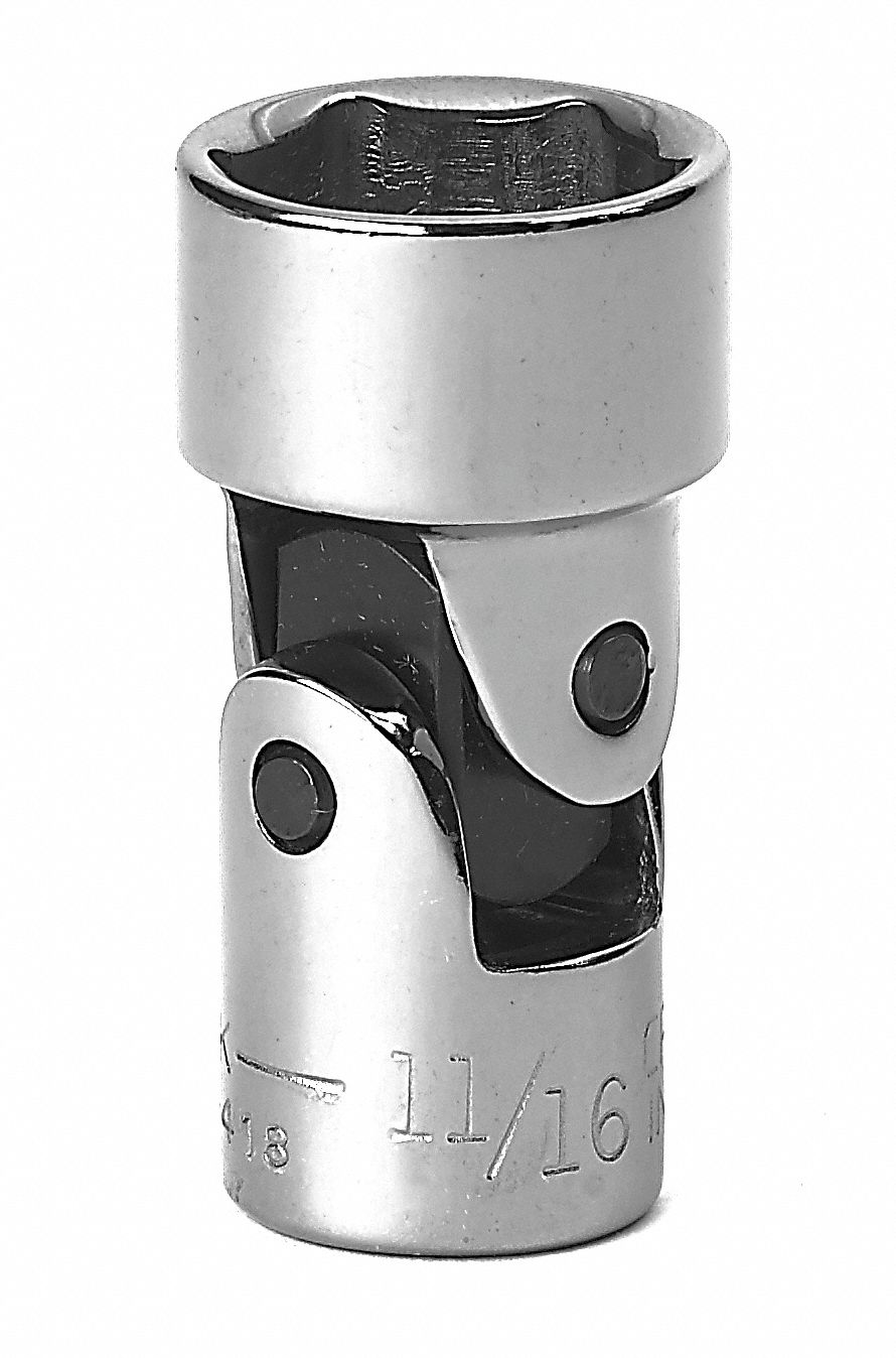 Universal Socket, 3/8 in Drive Size, Chrome Finish - Grainger