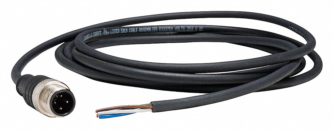 M12 Male Straight X Bare Wire, 4 Pins, Cordset - 19MJ19|XZCP1541L2 ...