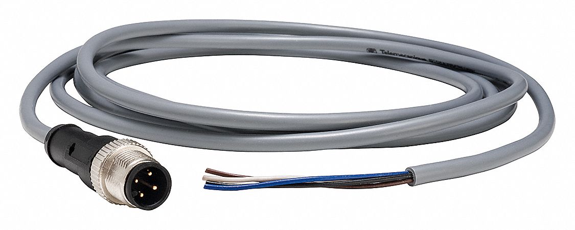 M12 Male Straight X Bare Wire, 4 Pins, Cordset - 19MJ32|XZCPV1541L5 ...