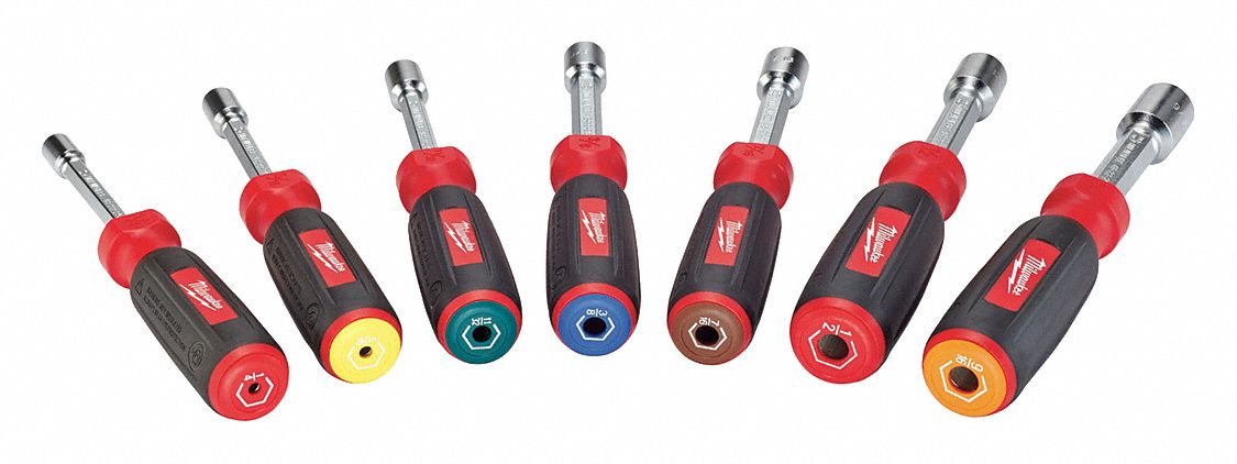 MILWAUKEE Hollow Shank with Pass-Thru Nut Driver Set, SAE, Ergonomic ...