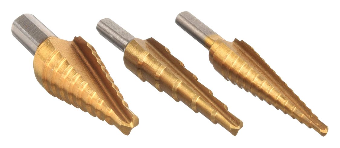 Step Drill Bit Set, 1/8 in to 3/4 in Size Range - Grainger