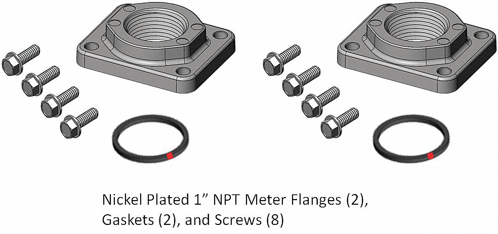 FILL-RITE, Meter Flange Kit, Fill-Rite, Meter/Flange Kit 1" NPT Nickel ...