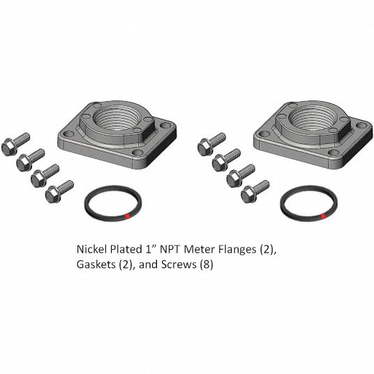 FILL-RITE, Meter Flange Kit, Fill-Rite, Meter/Flange Kit 1" NPT Nickel ...