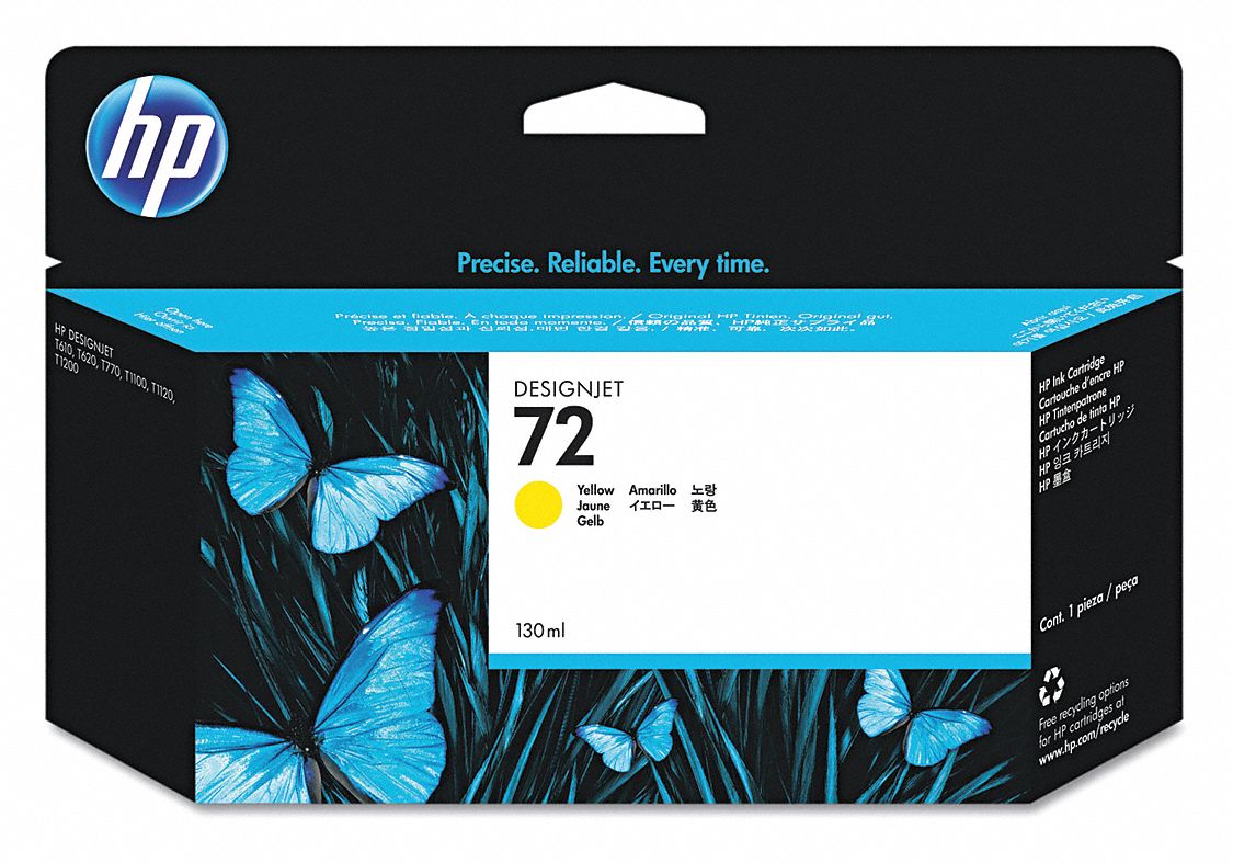 HP, Yellow, 72, Ink Cartridge - 19NW35|C9373A - Grainger