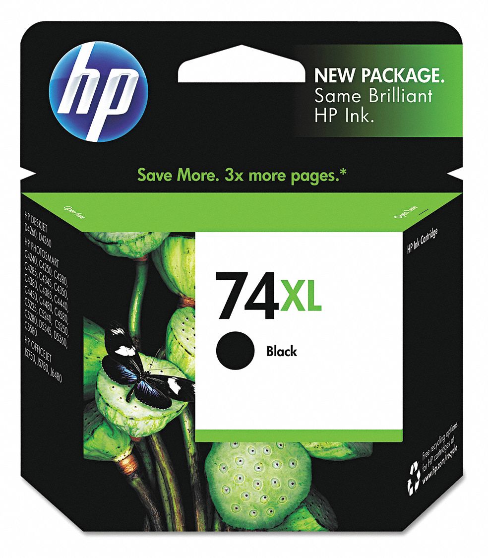 HP, Black, 74XL, Ink Cartridge - 19NW84|CB336WN#140 - Grainger